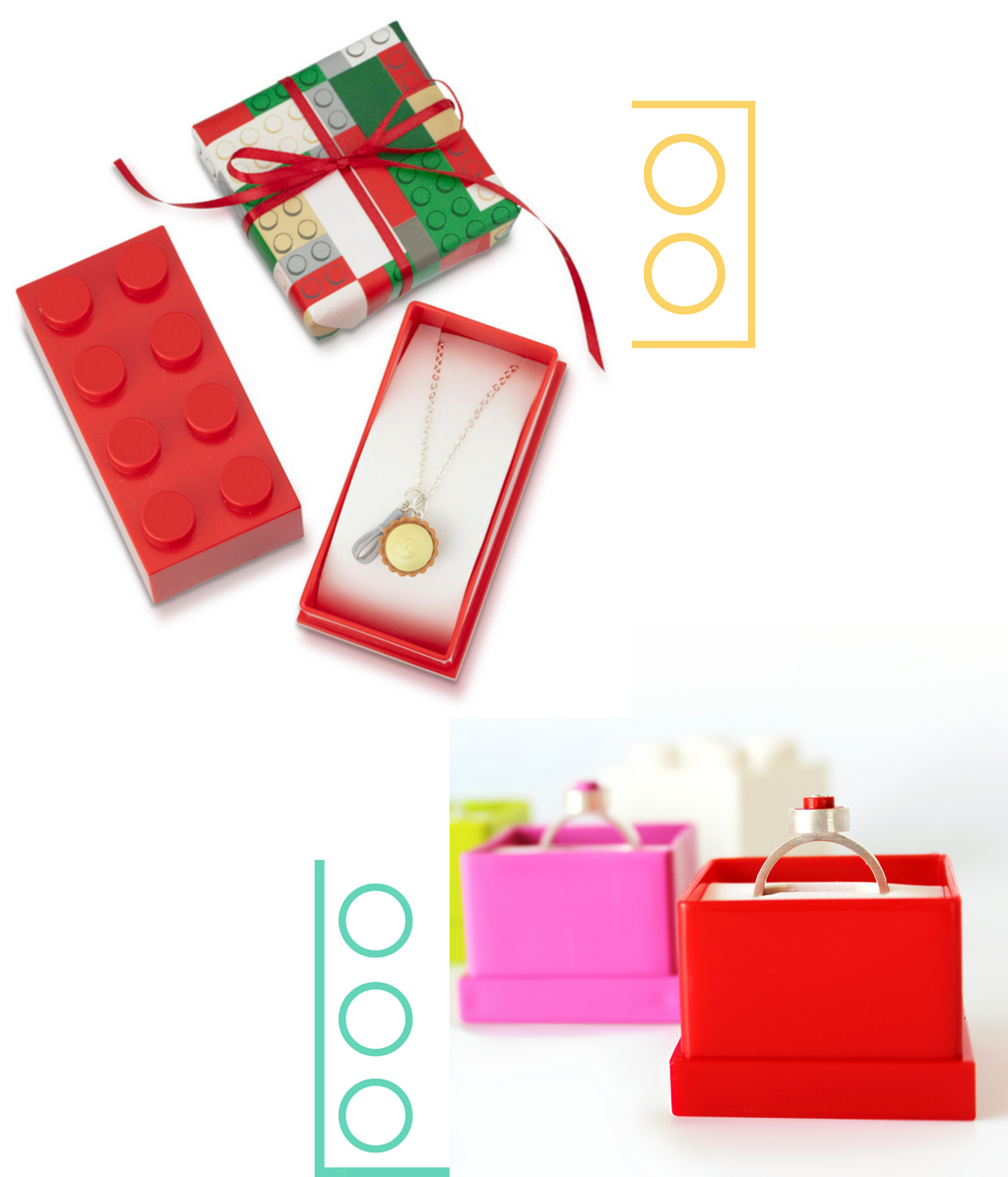 Contemporary LEGO art jewelry made with recycled LEGO bricks & diamond ...